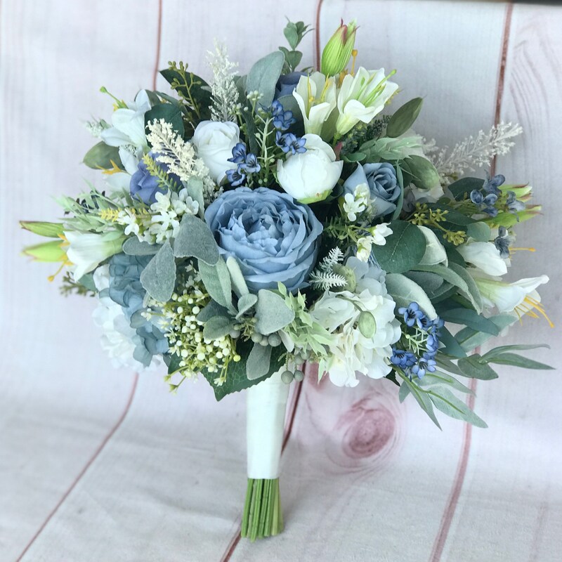 Dusty Blue Bridesmaid Bouquet Etsy