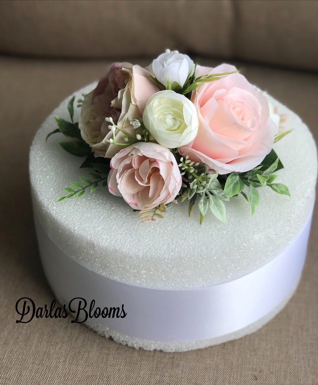 Floral Cake Topper, Blush Cake Topper, Wedding Cake Topper, Silk Flower ...