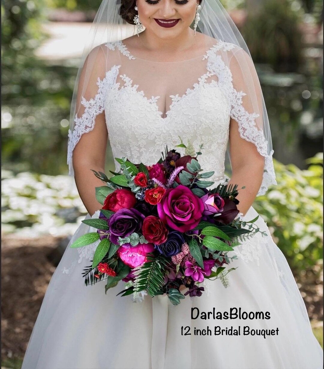 Jewel Tone Wedding Bouquet, Colorful Bridal Flowers, Moody Purple ...