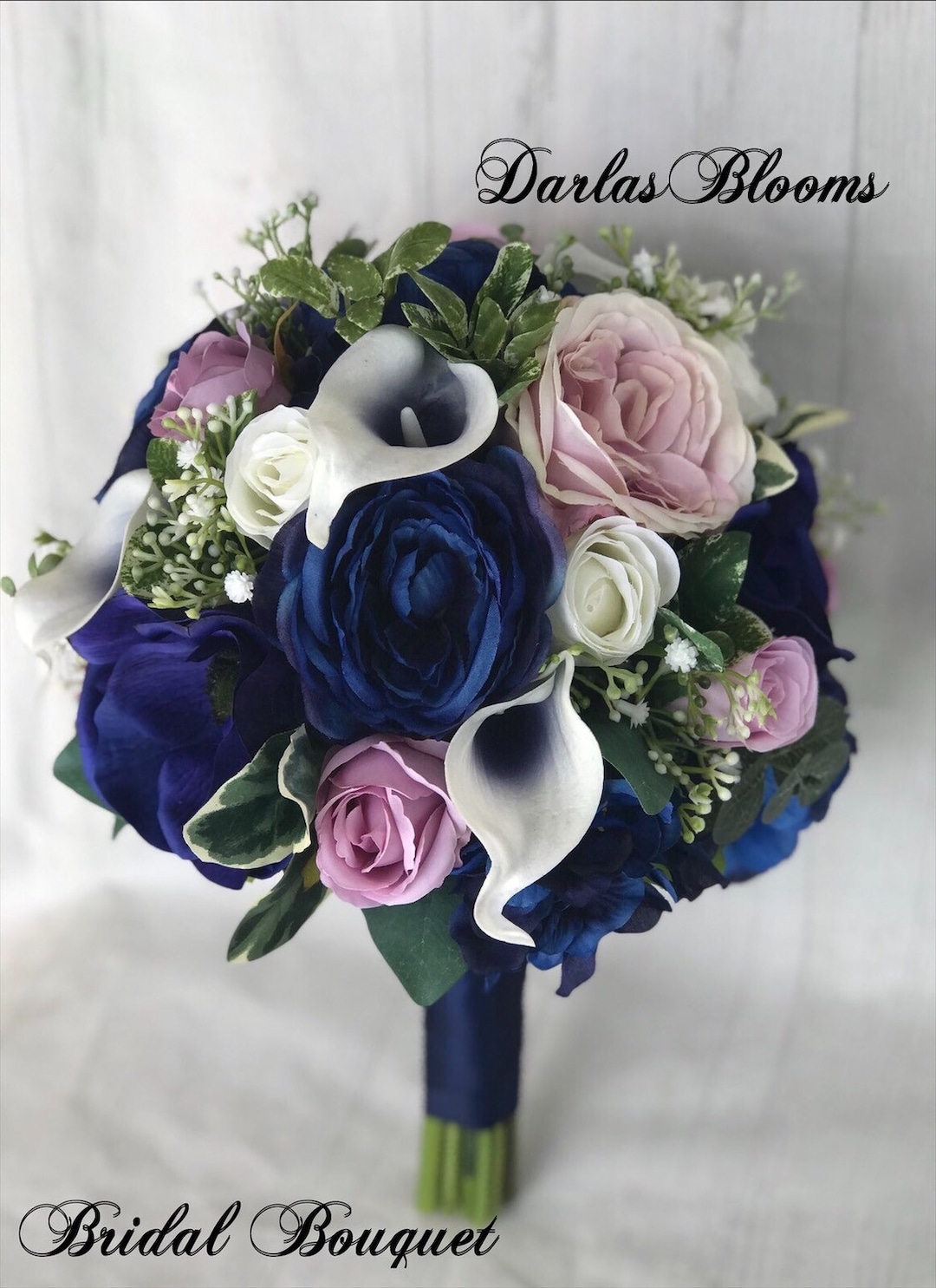 Navy Wedding Flowers, Navy Bridal Bouquet, Navy & Lavender Bouquet ...