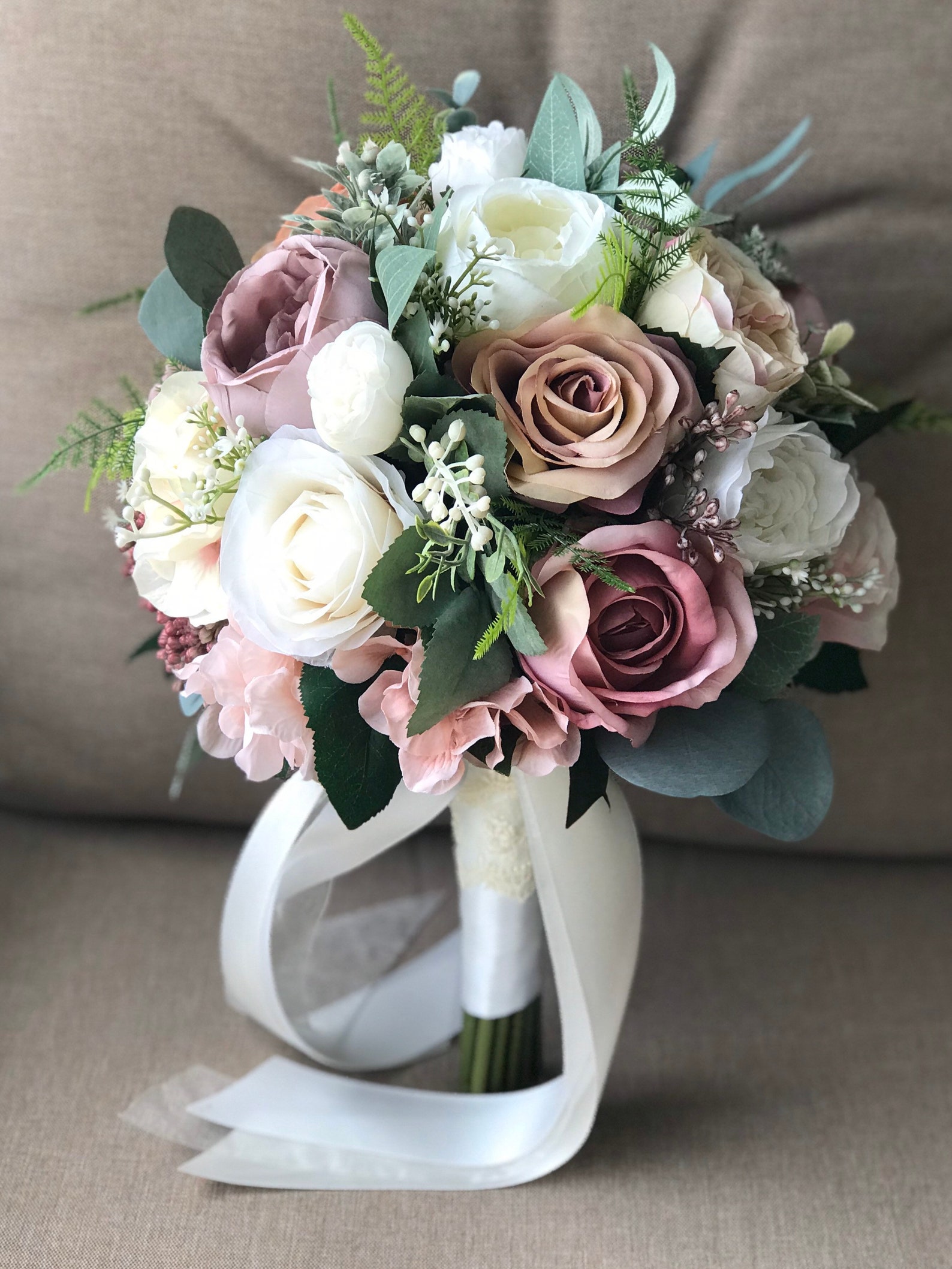 Mauve Wedding Bouquet Dusty Rose Bridal Bouquet Silk Bridal | Etsy