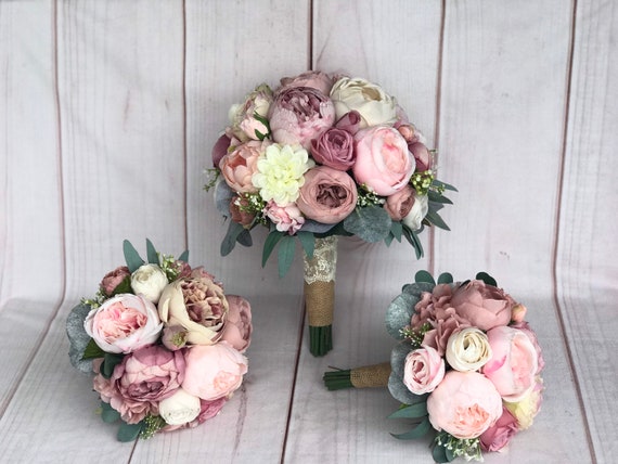 Wedding bouquet Dusty rose bridal bouquet Mauve wedding | Etsy