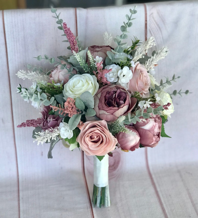 Dusty Rose Bouquet Boho Bouquet Mauve Bouquet Dusty Rose - Etsy