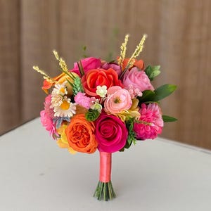 Cascade Tropical Bouquet, Silk Tropical Flowers, Beach Wedding, Bright ...