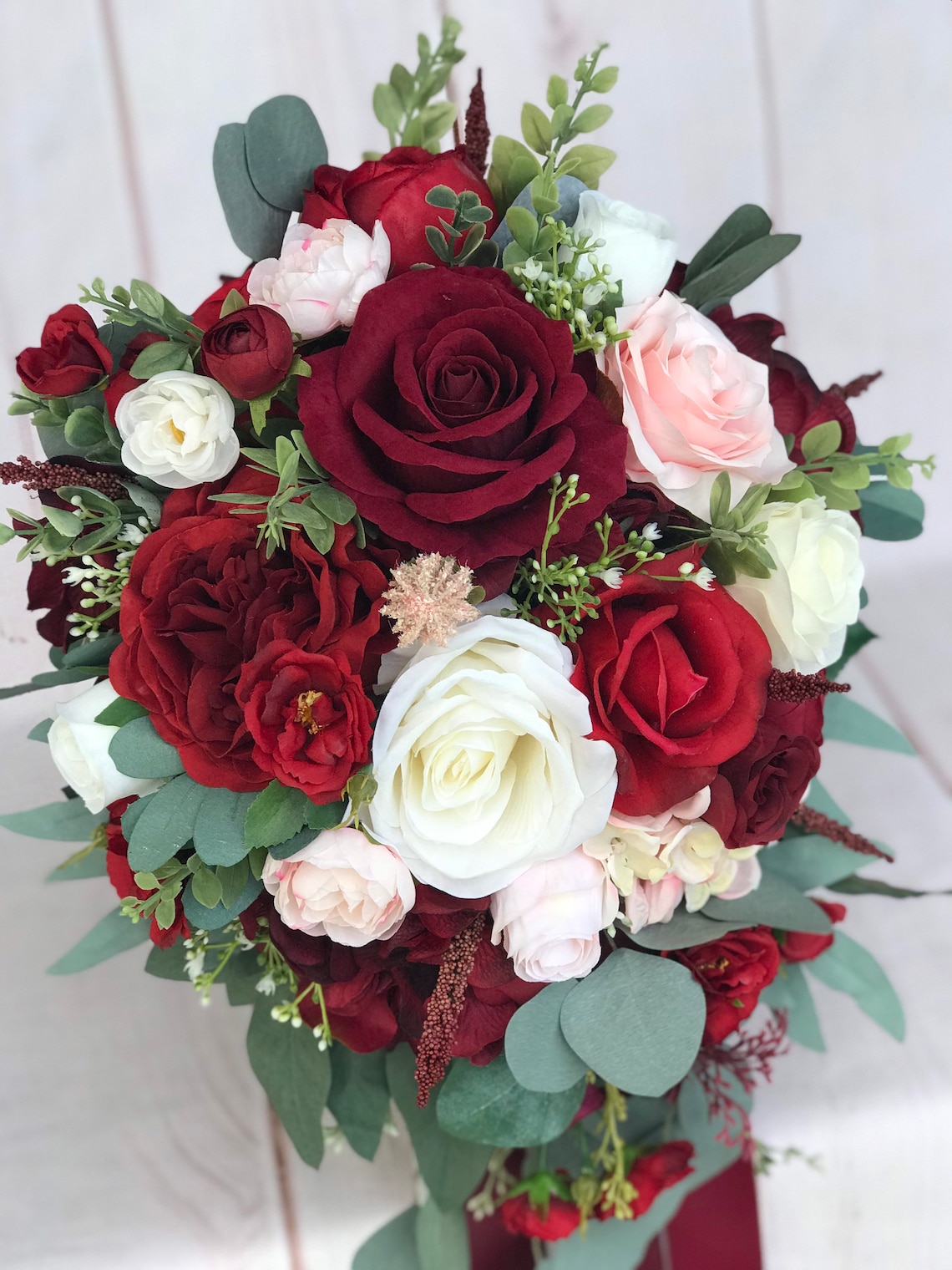 Wedding Bouquet Burgundy Wedding Flowers Cascade Bouquet - Etsy