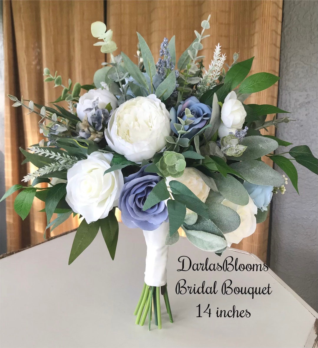 Dusty Blue Bouquet, Bridal Flowers, Dusty Blue Wedding Flowers, Wedding ...
