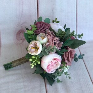 Dusty Rose Bouquet, Boho Bouquet, Mauve Bouquet, Dusty Rose and Mauve ...