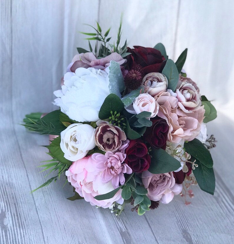 Dusty rose bouquet Blush and Dusty Pink bouquet Mauve and | Etsy