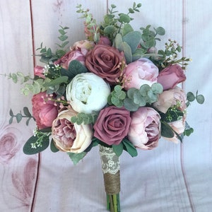 Dusty Rose Bouquet, Boho Bouquet, Mauve Bouquet, Dusty Rose and Mauve ...