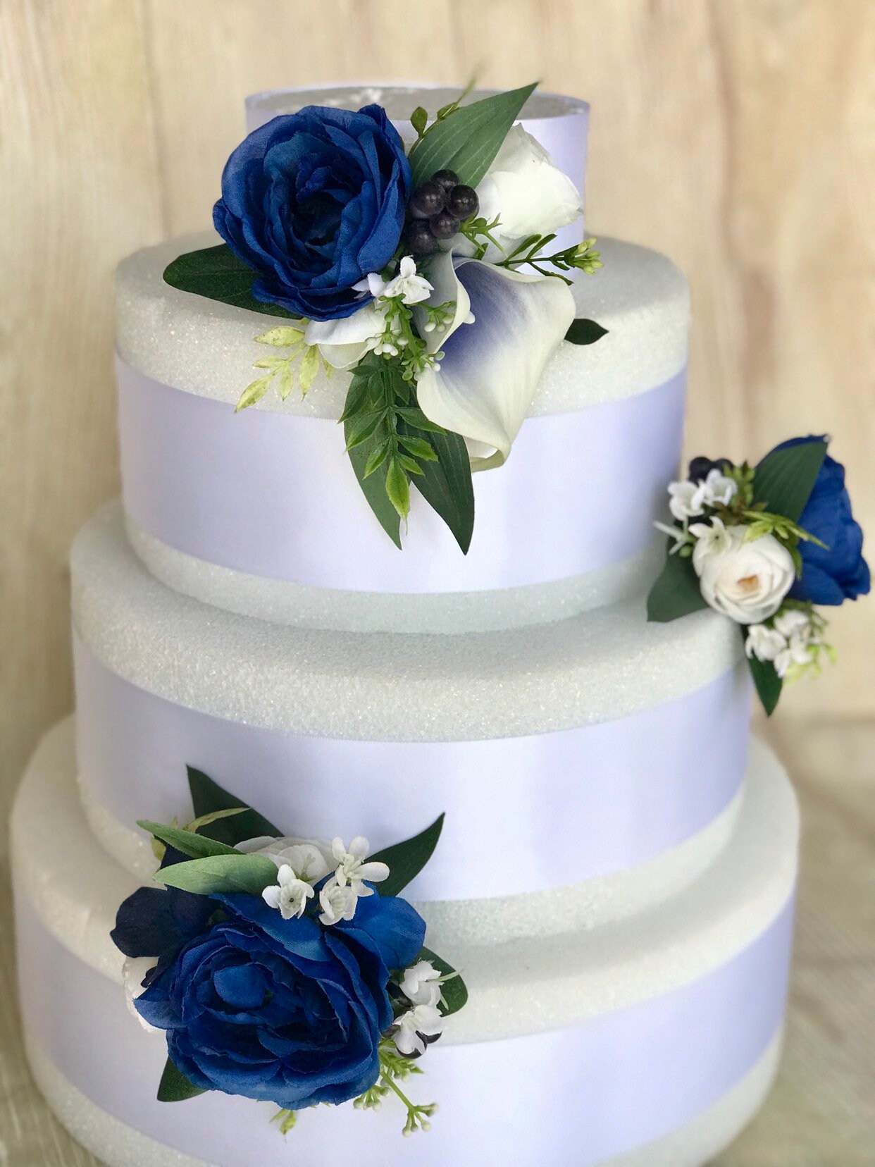Navy Blue Cake Flowers Navy Cake Topper Silk Cake Flowers | Etsy