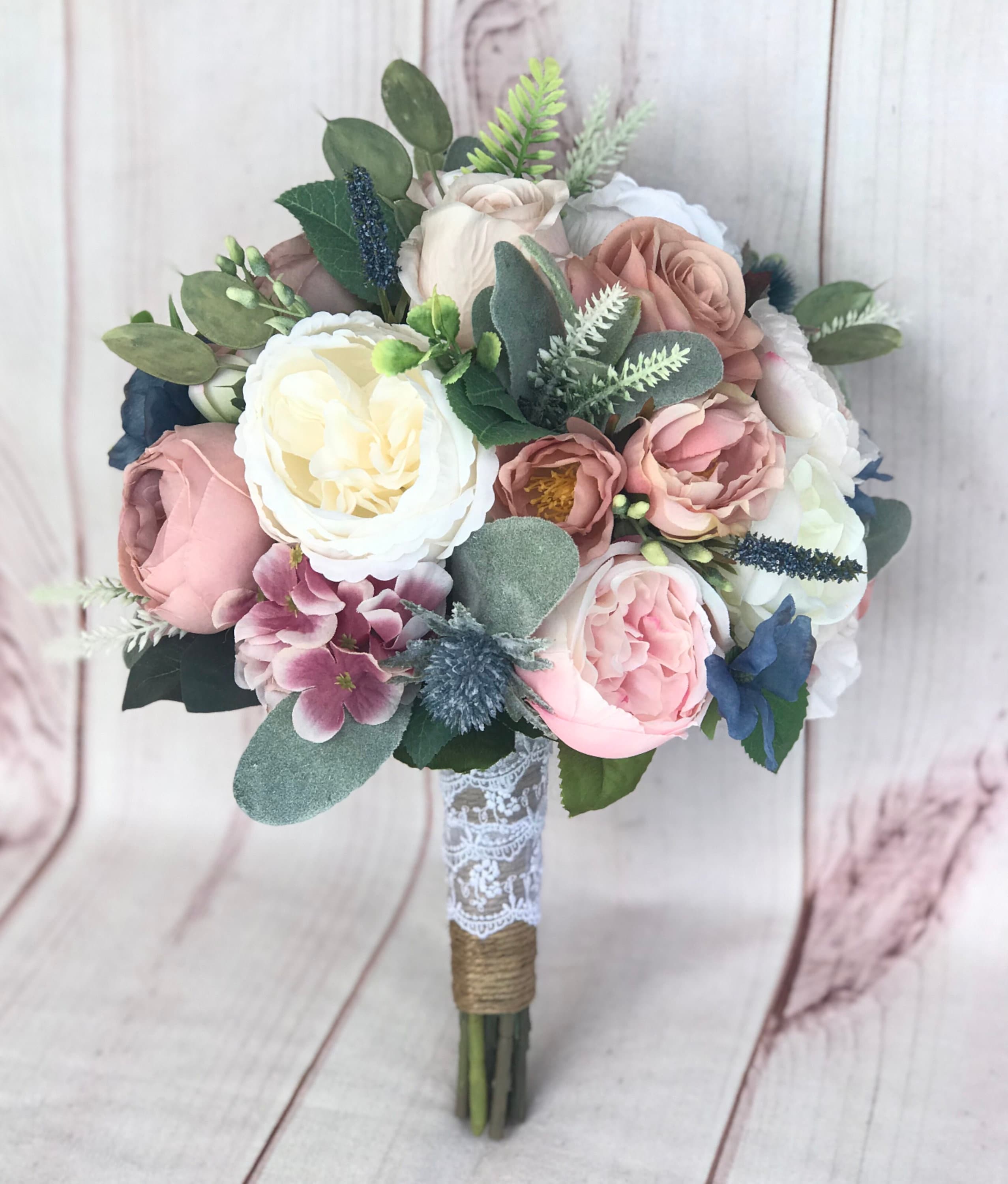 Wedding Bouquet Dusty Blue Bouquet Dusty Rose Bouquet Mauve | Etsy