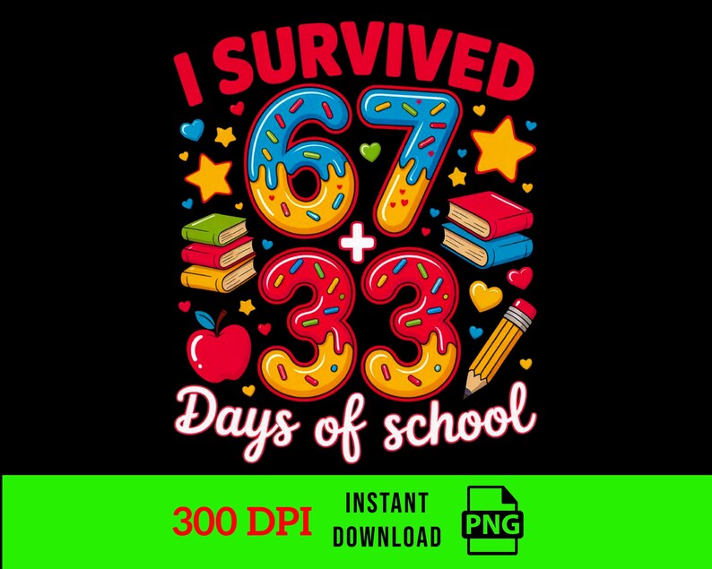 I Survived 100 Days of School Png, I Survived 67 + 33 Days of School ...