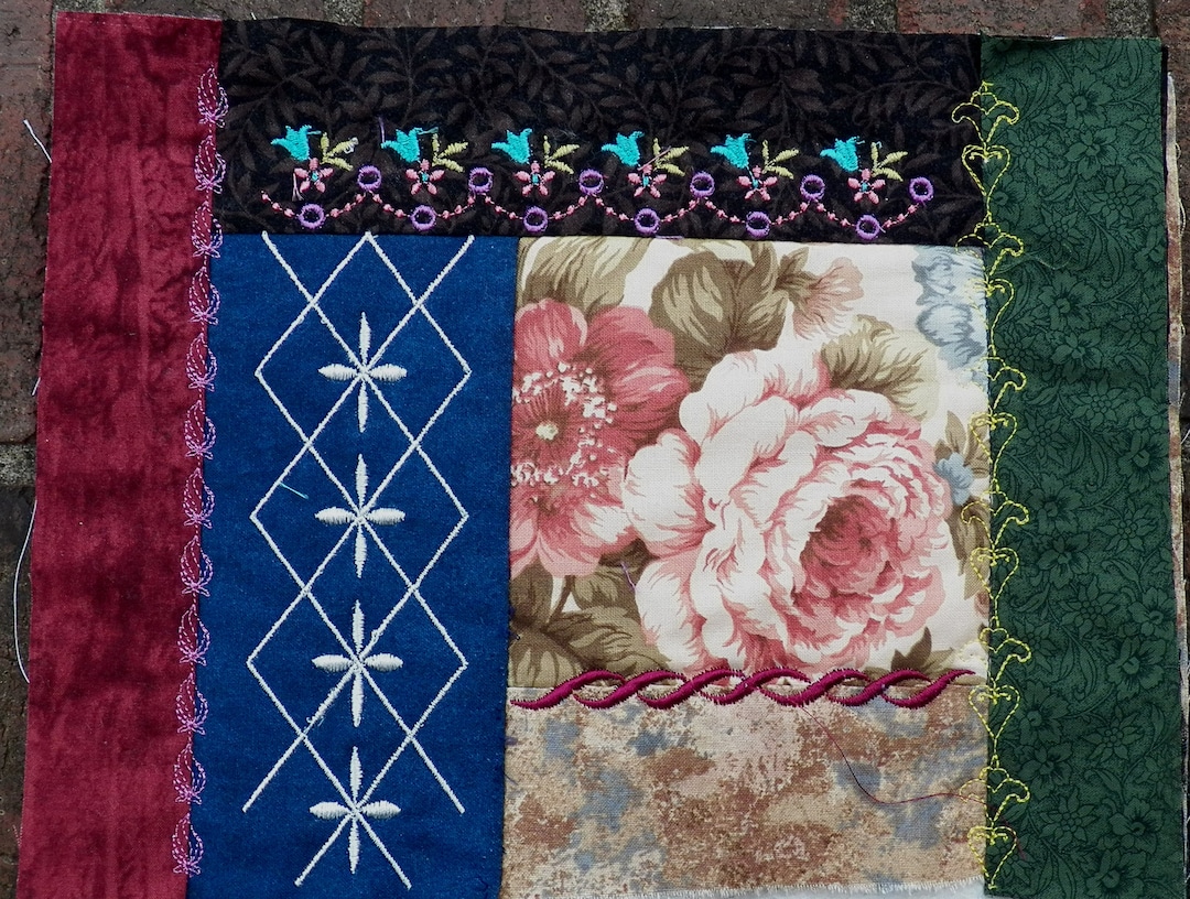 Crazy Quilt Patch Work In-the-hoop Flip & Sew 9.35x7.87 Machine ...