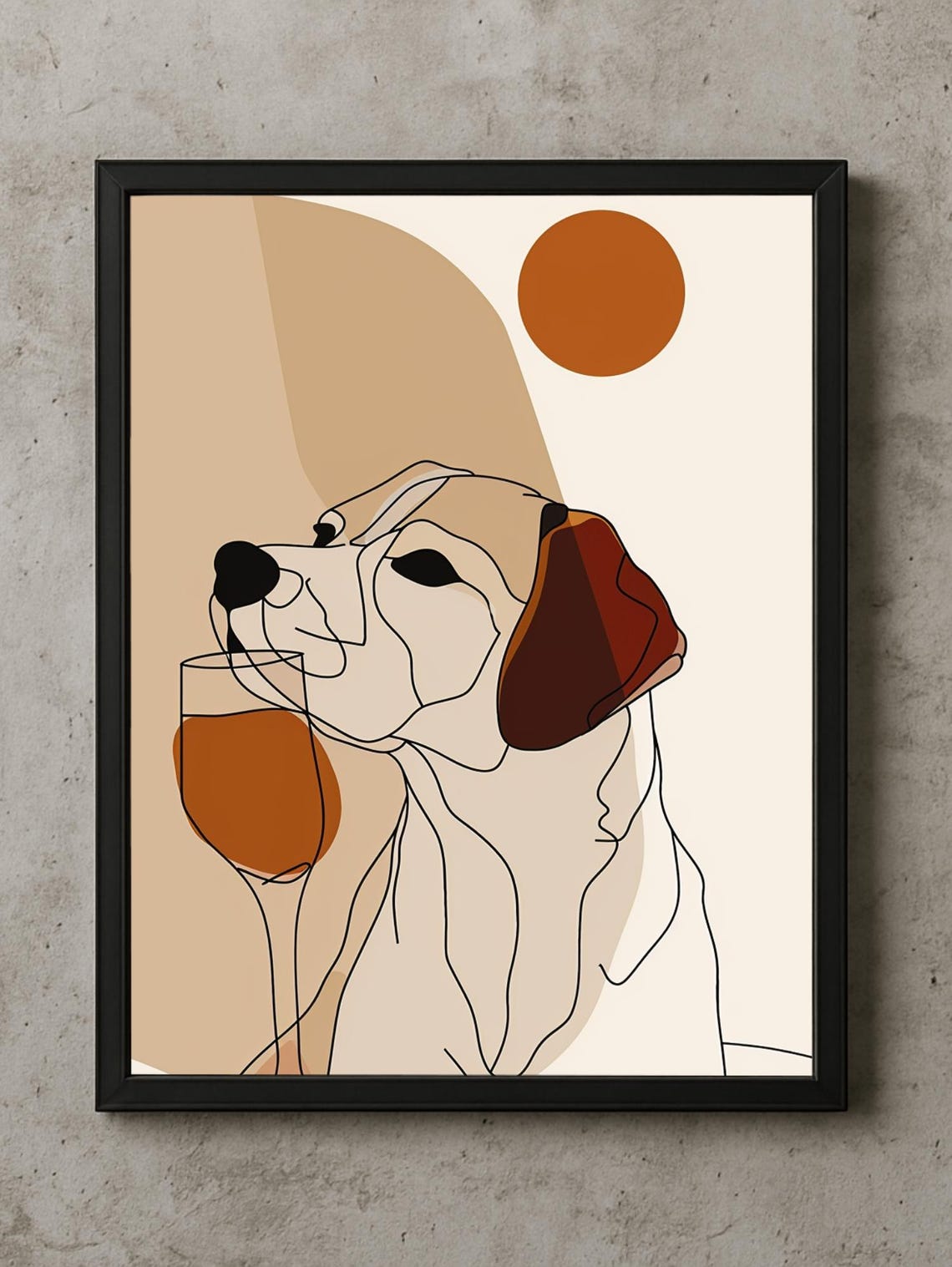 Minimalist Dog Line Art Print | Modern Pet Wall Decor | Digitalposter ...
