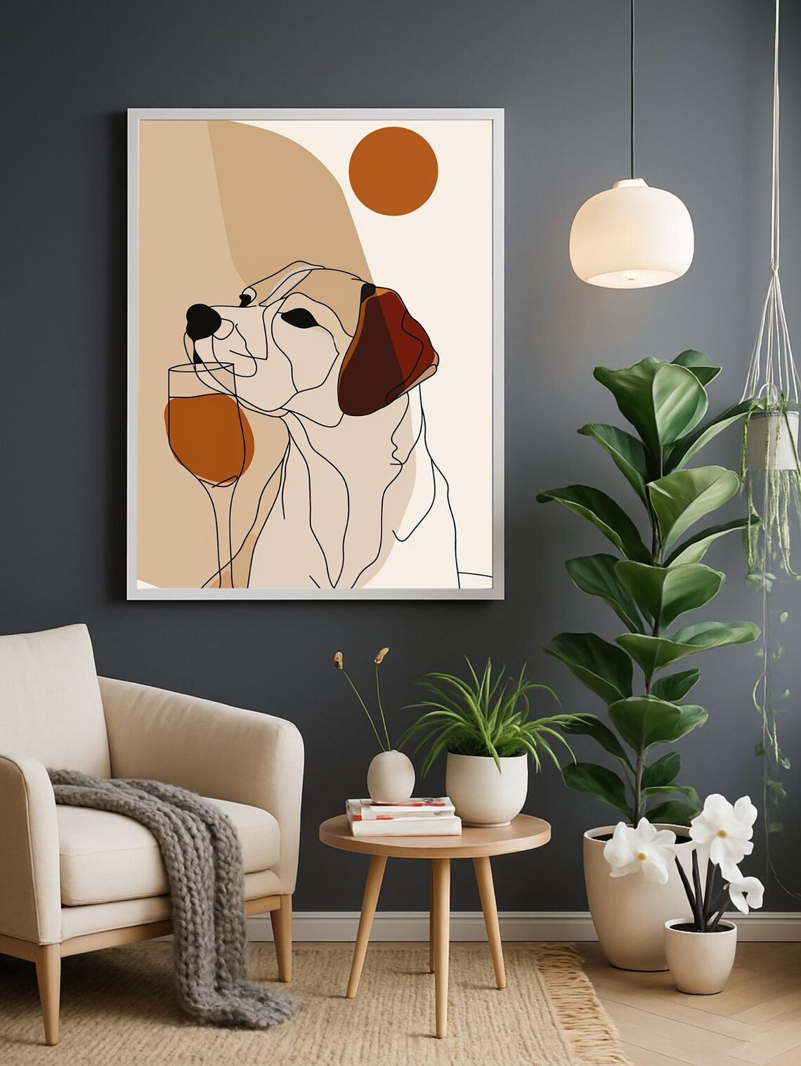 Minimalist Dog Line Art Print | Modern Pet Wall Decor | Digitalposter ...