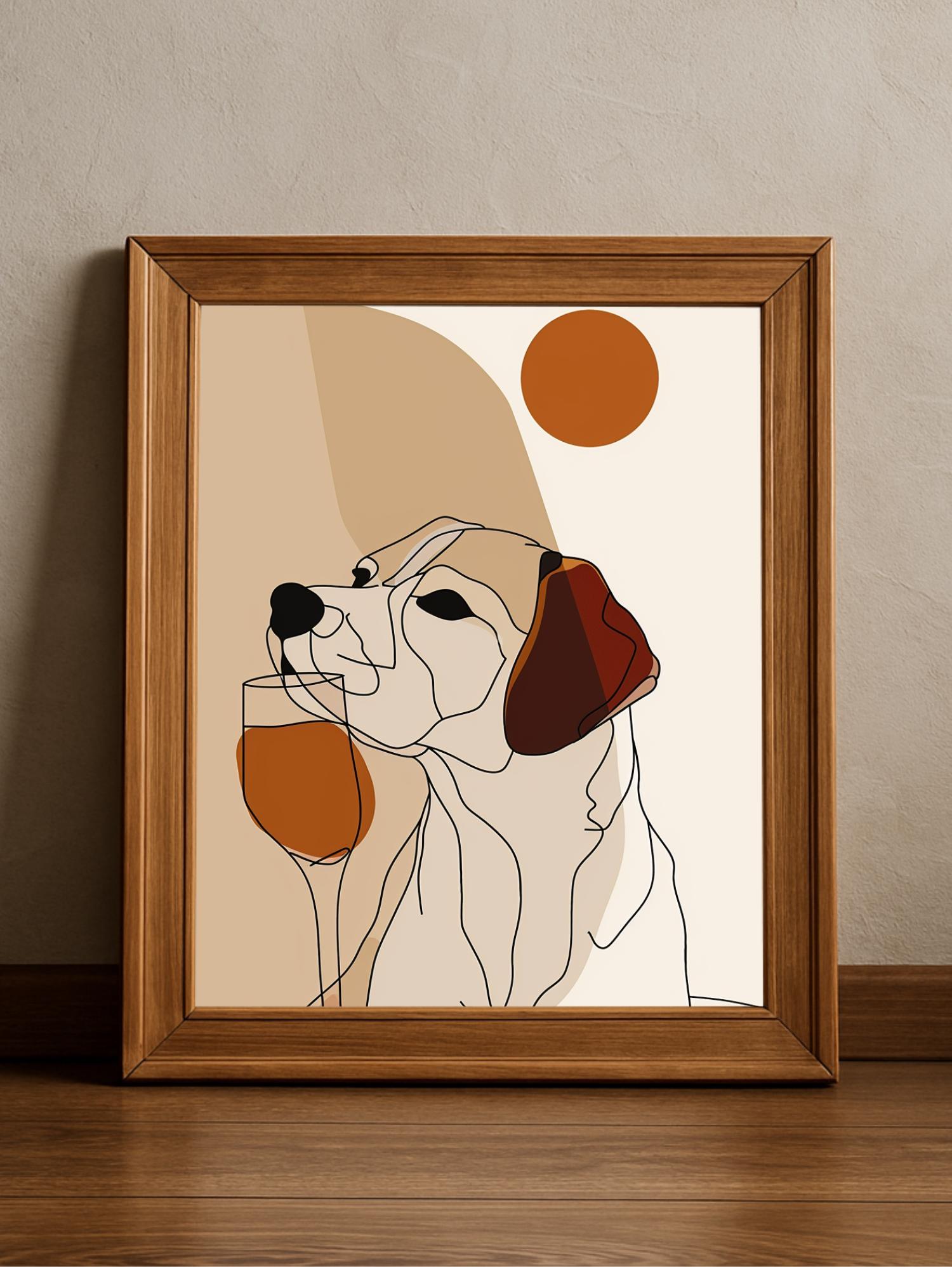 Minimalist Dog Line Art Print | Modern Pet Wall Decor | Digitalposter ...