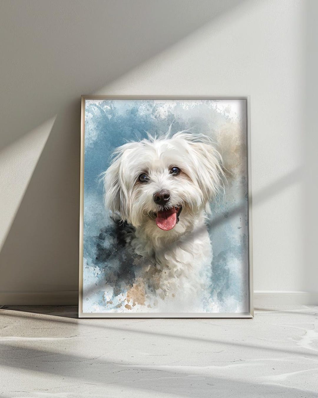 Maltese Watercolor Wall Art | Digital Dog Poster Home Decor - Etsy
