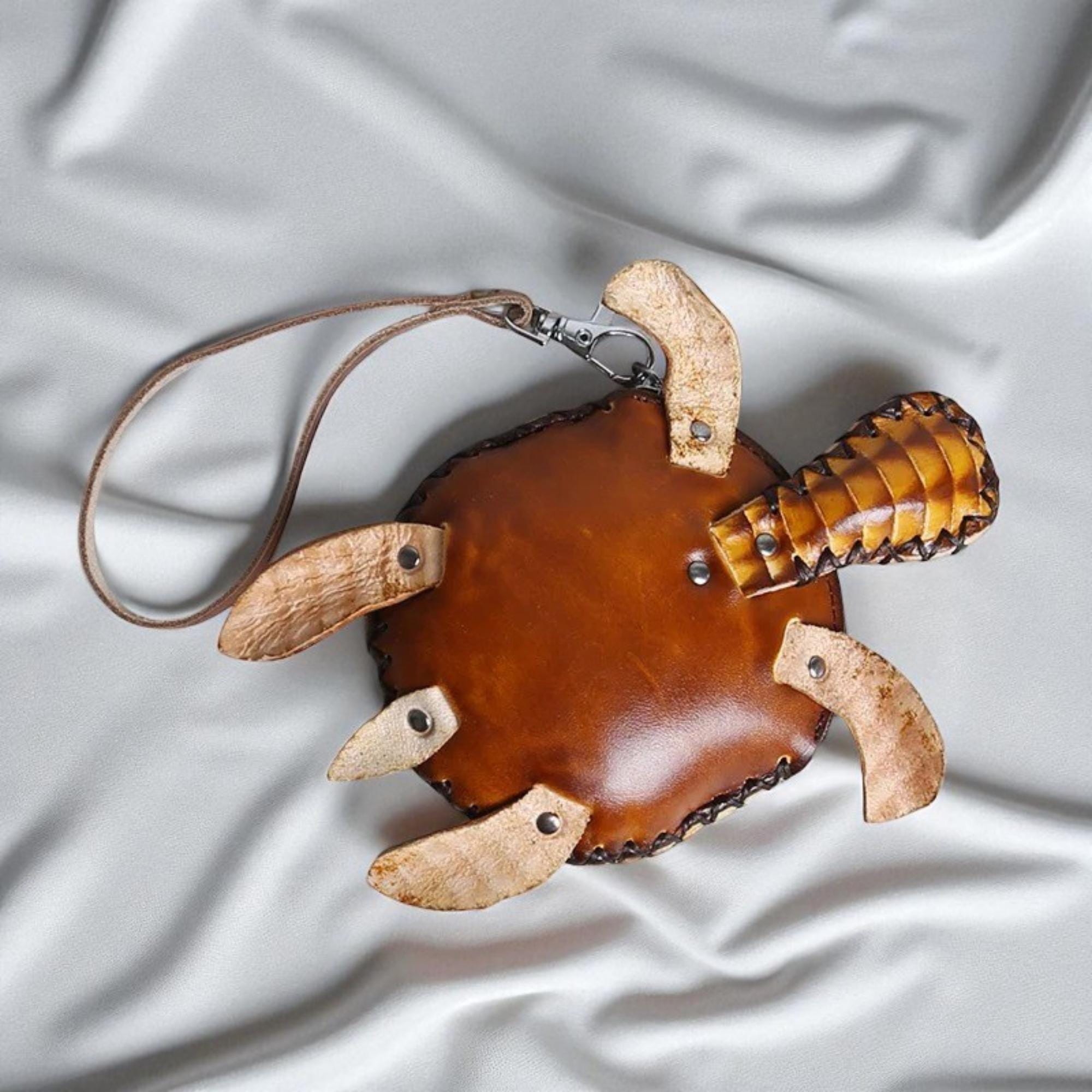 Genuine Leather Turtle Coin Purse, Handmade Cowhide Wallet, Cute Animal ...