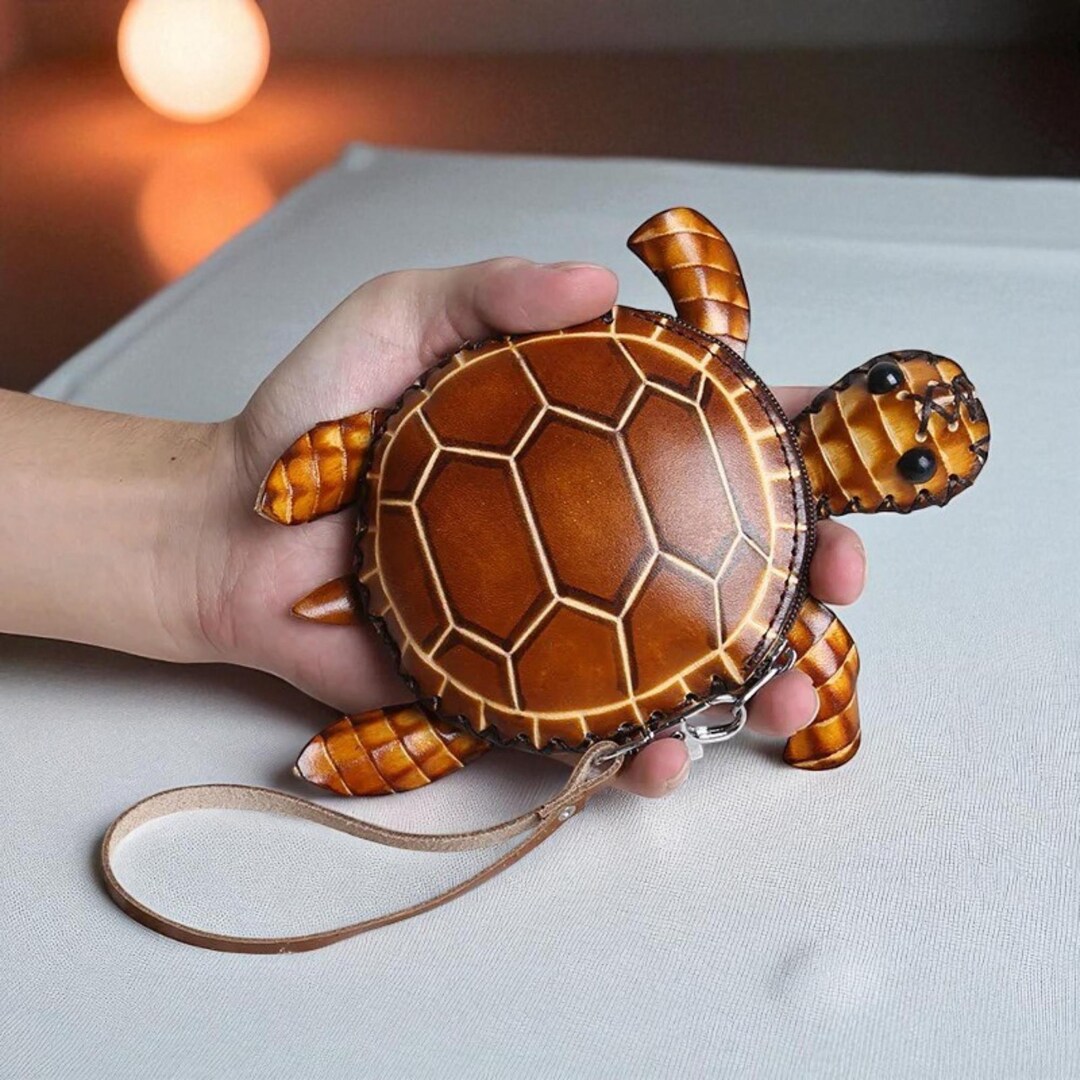 Genuine Leather Turtle Coin Purse, Handmade Cowhide Wallet, Cute Animal ...