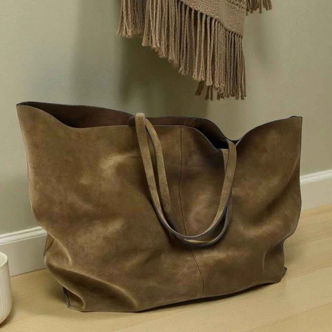 Women’s Large Suede Bag, Luxury Designer Tote, Large Capacity Fashion ...