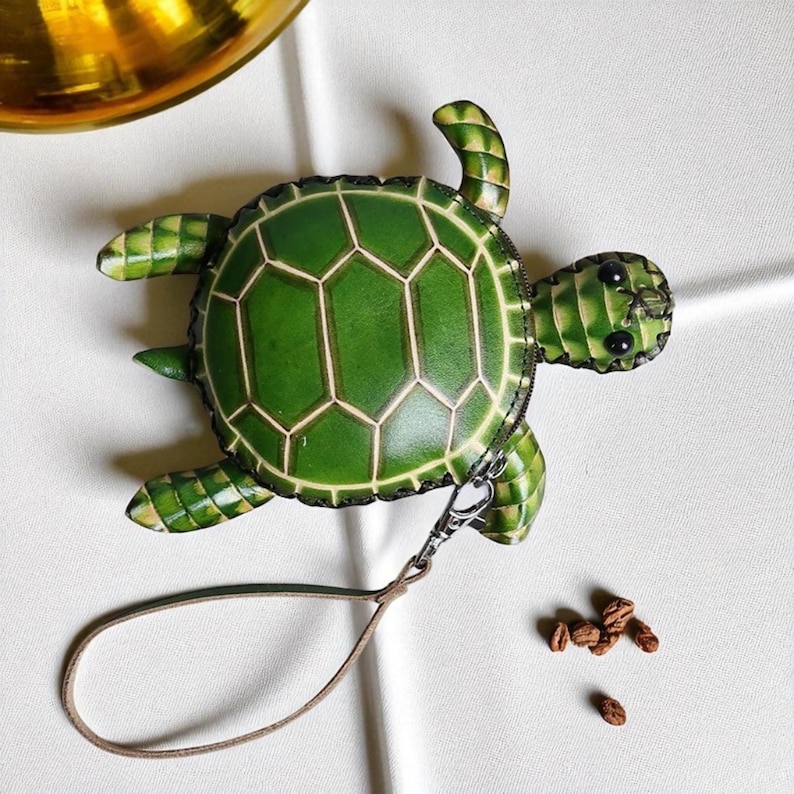 Genuine Leather Turtle Coin Purse, Handmade Cowhide Wallet, Cute Animal ...