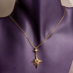 18K Gold Plated Star Necklace – Celestial Dangle CZ Jewelry - Etsy
