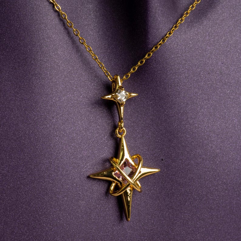 18K Gold Plated Star Necklace – Celestial Dangle CZ Jewelry - Etsy