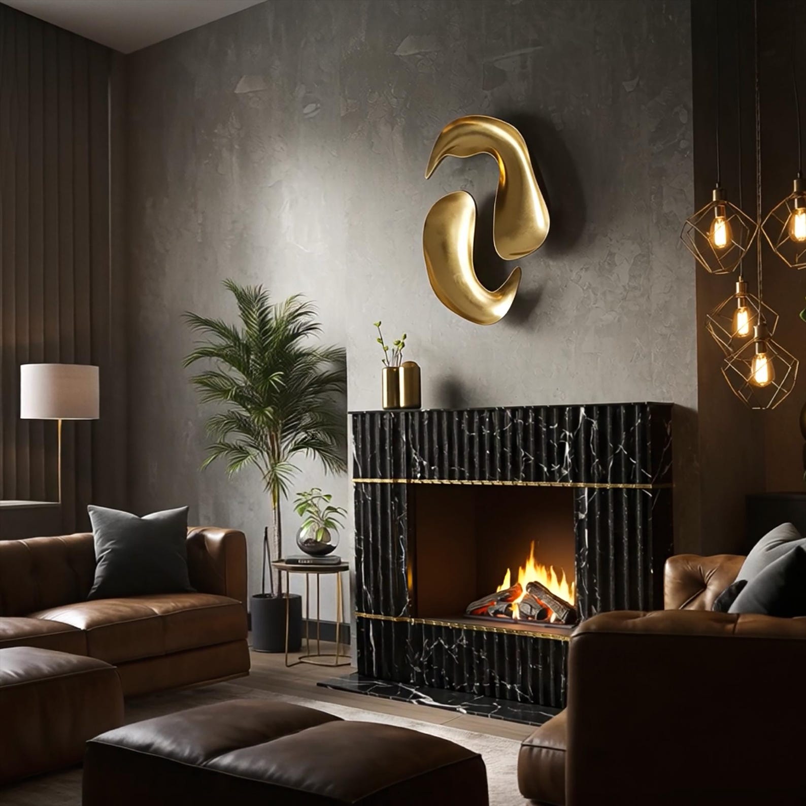 Modern Fluted Marble Fireplace – Black Marble Fireplace Mantel, Luxury ...