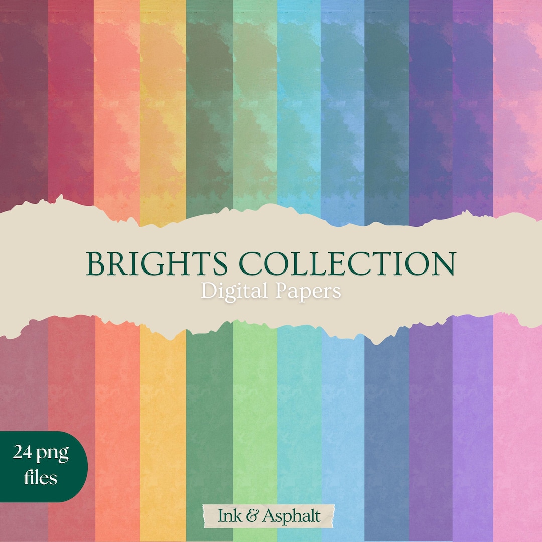 Brights Scrapbook Digital Paper Pack | 24 Printable Papers | Mottled ...