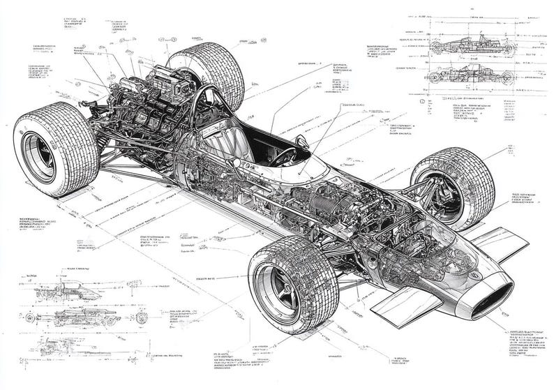 Vintage F1 Car 1 - Blueprints - Etsy