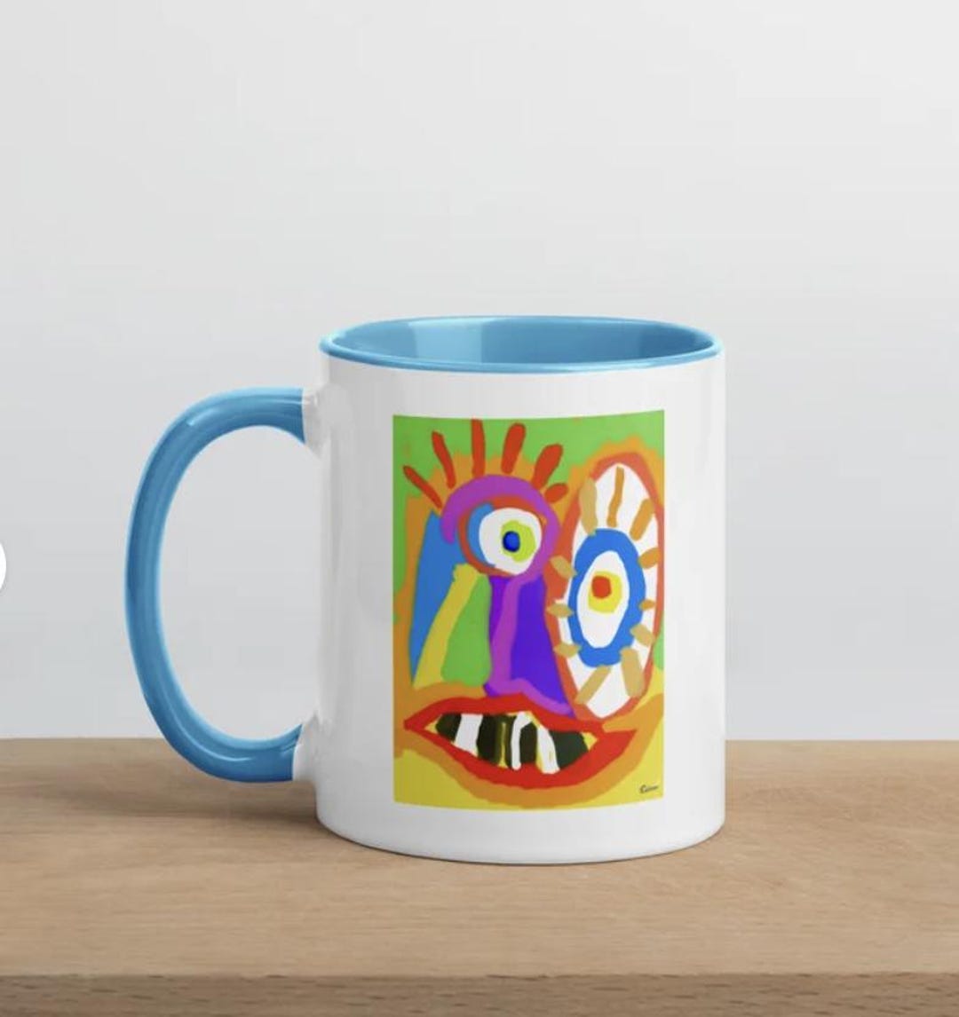 Wild Vision – Abstract Face Art Mug for Halloween. Colorful Modern ...