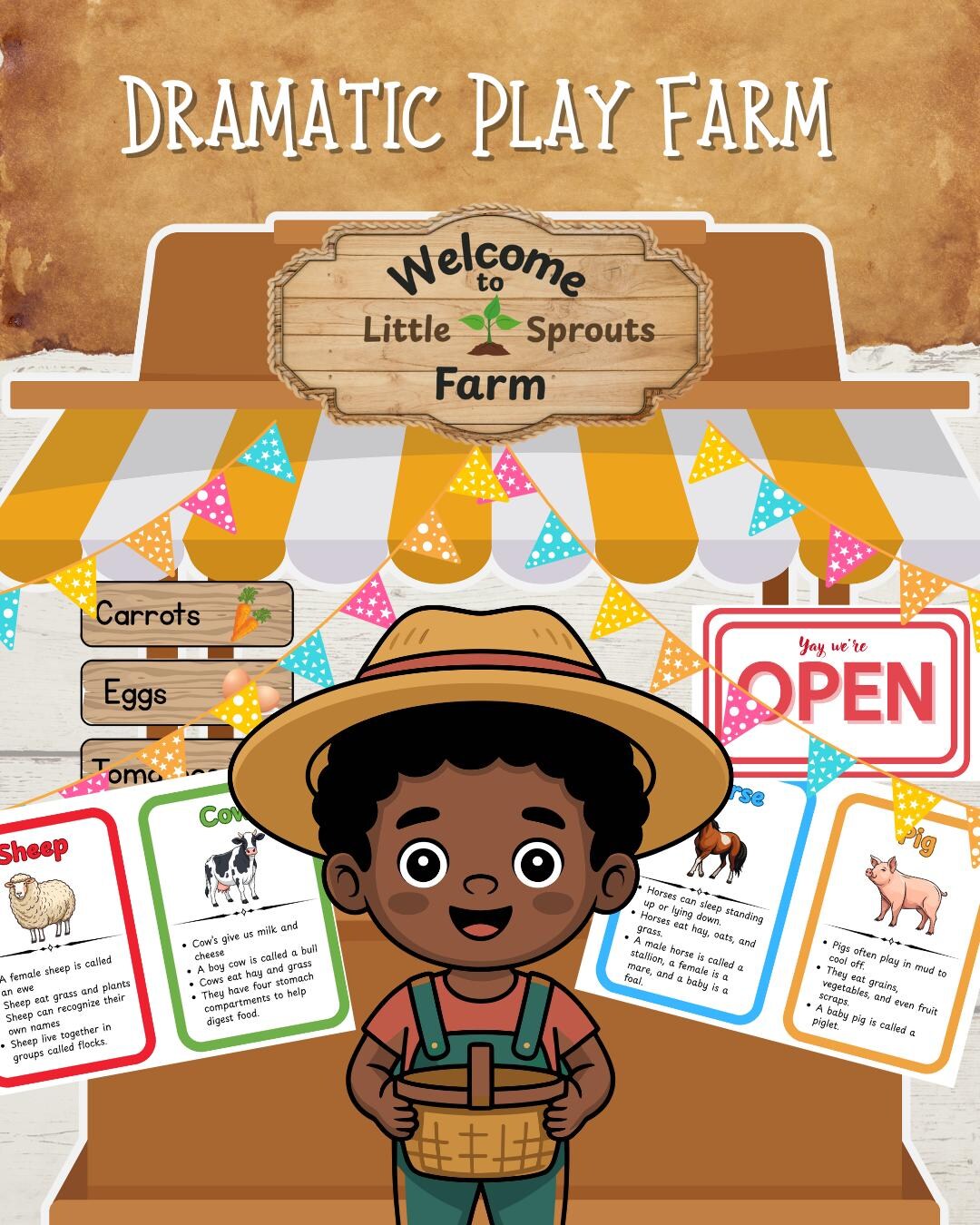Printable Dramatic Play Farm Set for Pretend Play - Farmers Market ...