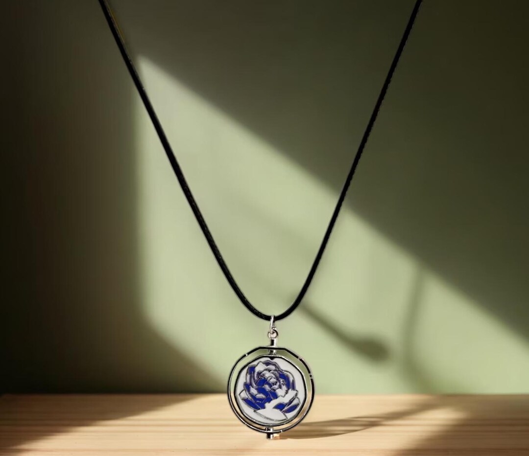 Arcane Neclace | Rotating Blue Rose Anime Necklace Cosplay Jewelry for ...