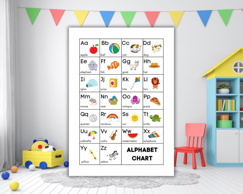 Colorful Alphabet Chart for Kids – Digital Download | Preschool ABC ...