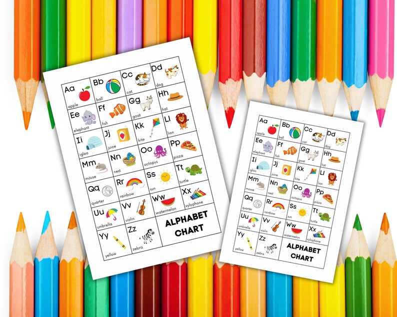 Colorful Alphabet Chart for Kids – Digital Download | Preschool ABC ...