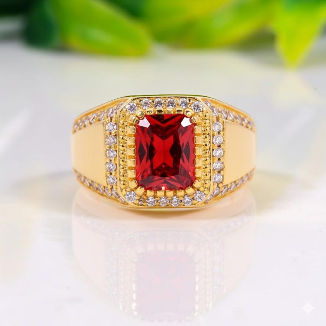 Red Ruby Gemstone Sterling Silver Ring: Handmade Mens Engagement ...