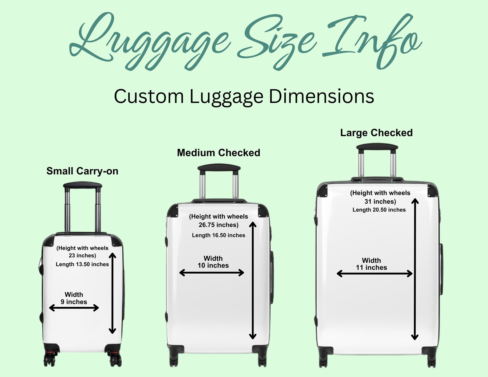 Custom Script Name Cursive Print Luggage Carry-on Personalized Suitcase ...