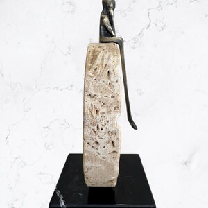 Bronze Thinking Man Sculpture on Travertine Ring and Marble Base ...