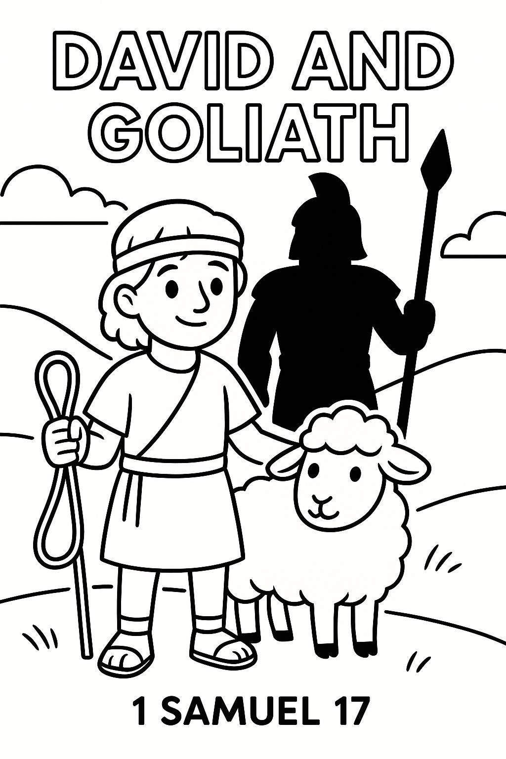David and Goliath Coloring Pages: Kids Bible Story Activity PDF ...