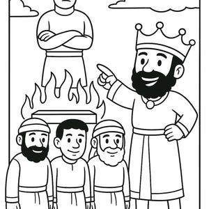 Shadrach, Meshach, Abednego the Fiery Furnace Coloring Pages: Bible ...