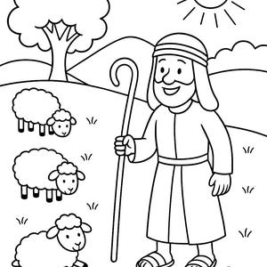 Lost Sheep Bible Story Coloring Pages: Sunday School Activity (PDF ...