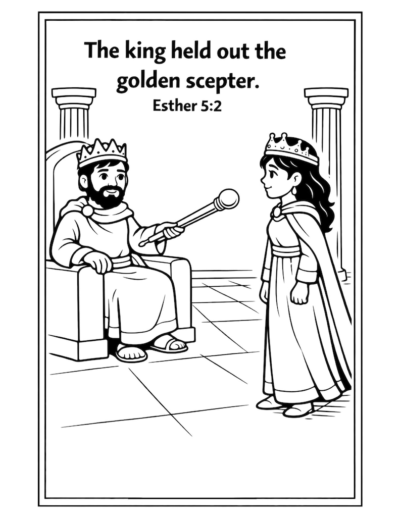 Queen Esther Bible Coloring Pages for Kids - Etsy