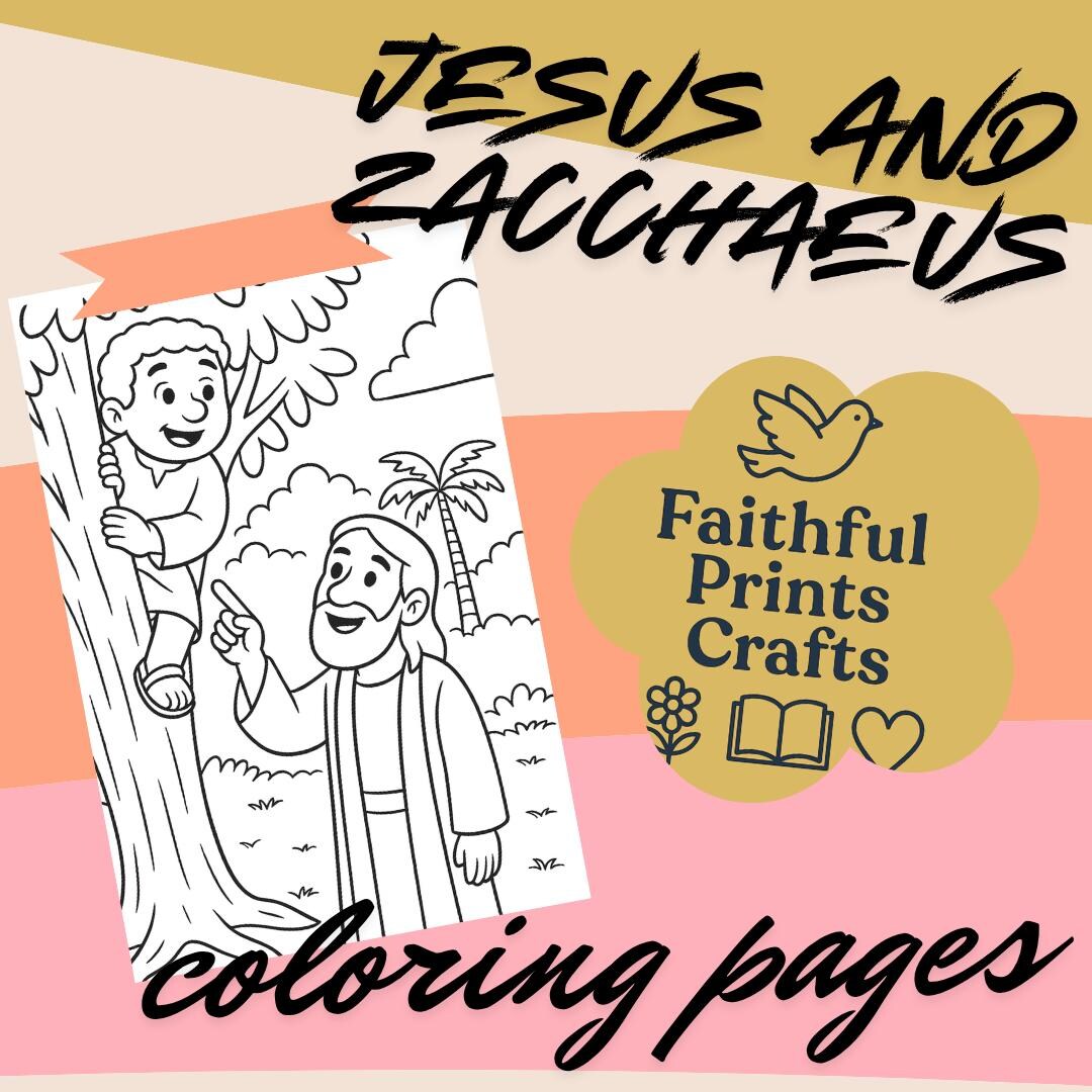 Jesus and Zacchaeus Coloring Pages: Bible Story Pintables for Kids (PDF Download) - Etsy
