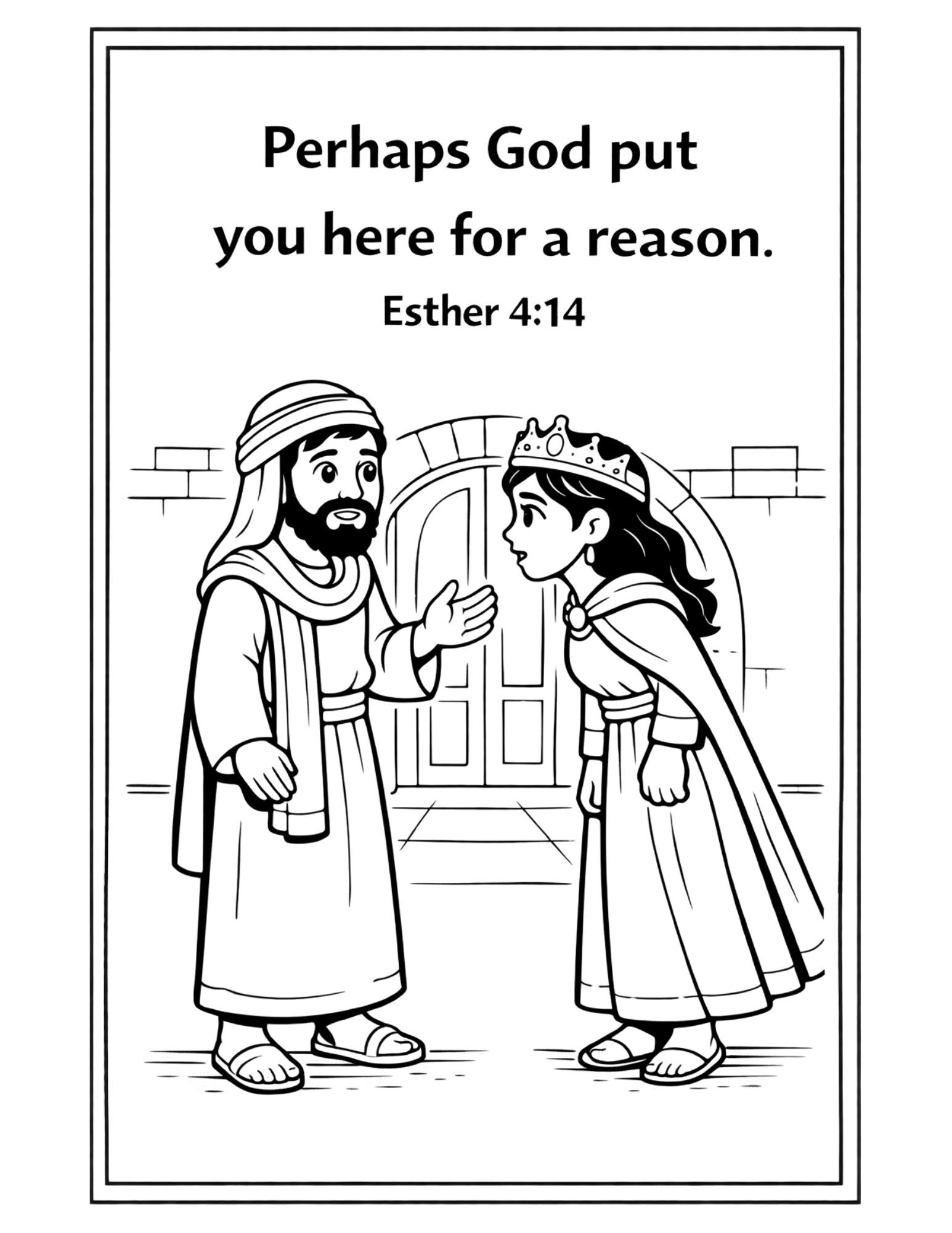 Queen Esther Bible Coloring Pages for Kids - Etsy