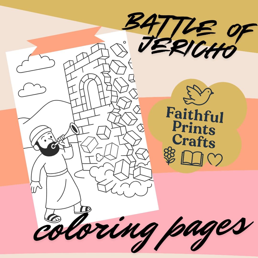 Battle of Jericho Coloring Pages: Bible Story Sunday School Activity ...