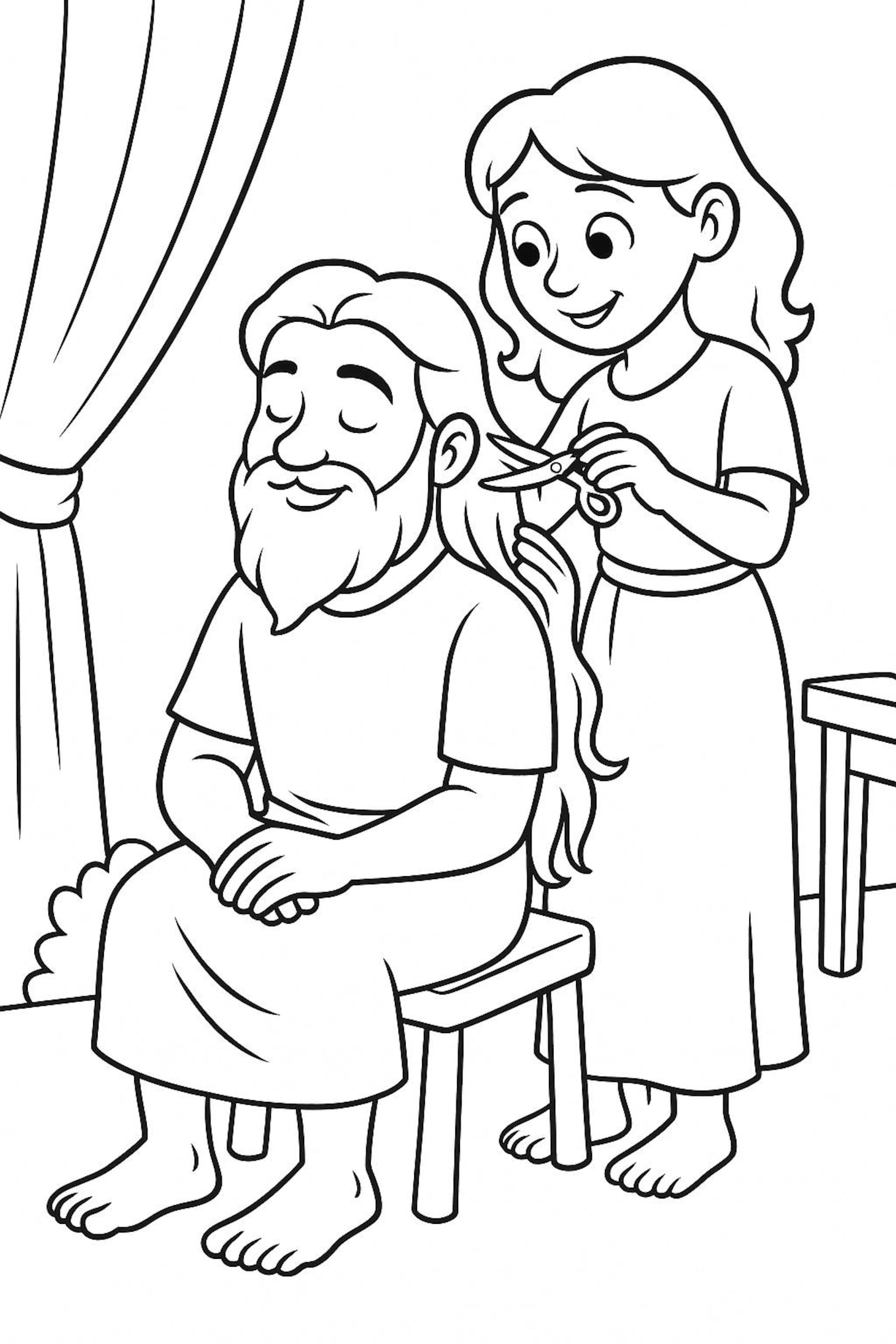 Samson Bible Story Coloring Pages: Printable Kids' Activity (PDF ...