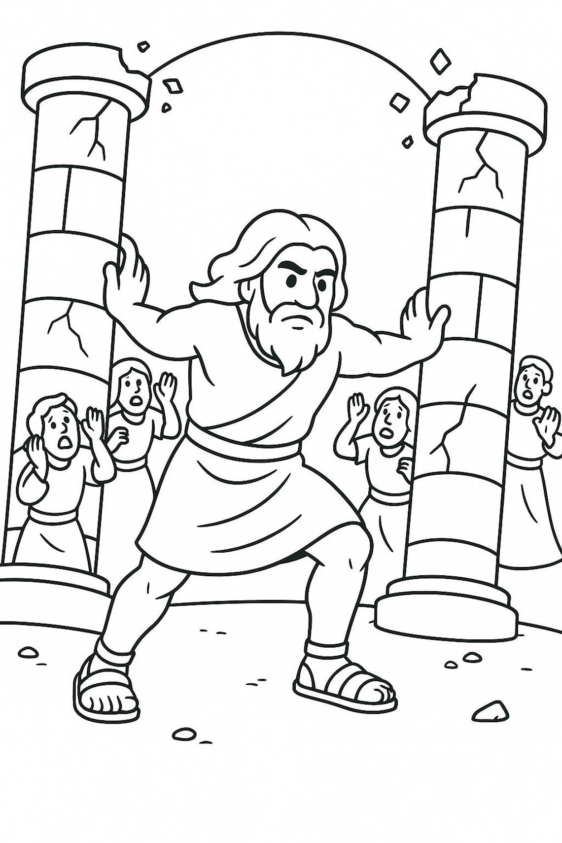 Samson Bible Story Coloring Pages: Printable Kids' Activity (PDF ...