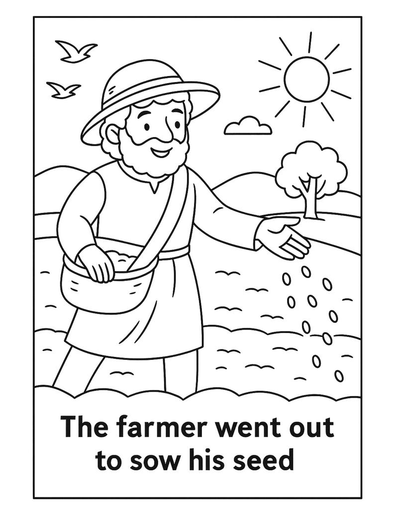 The Parable Of The Sower Coloring Pages For Kids Bible Story Activity
