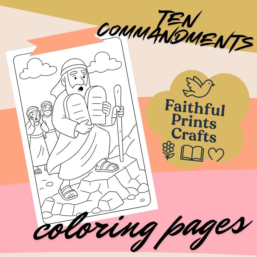 Ten Commandments Coloring Pages: Sunday School Bible Story (PDF ...