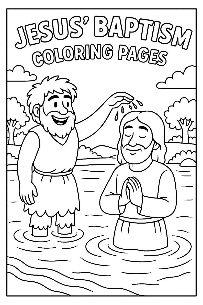 Jesus Baptism Coloring Pages: Sunday School Bible Story Activity (PDF ...